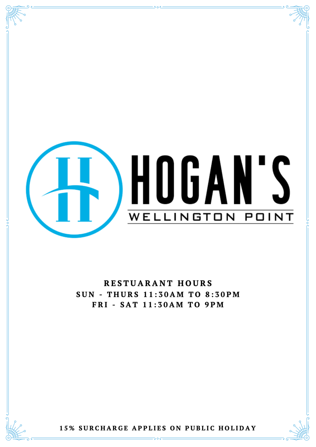 Menu – Hogan's Wellington Point