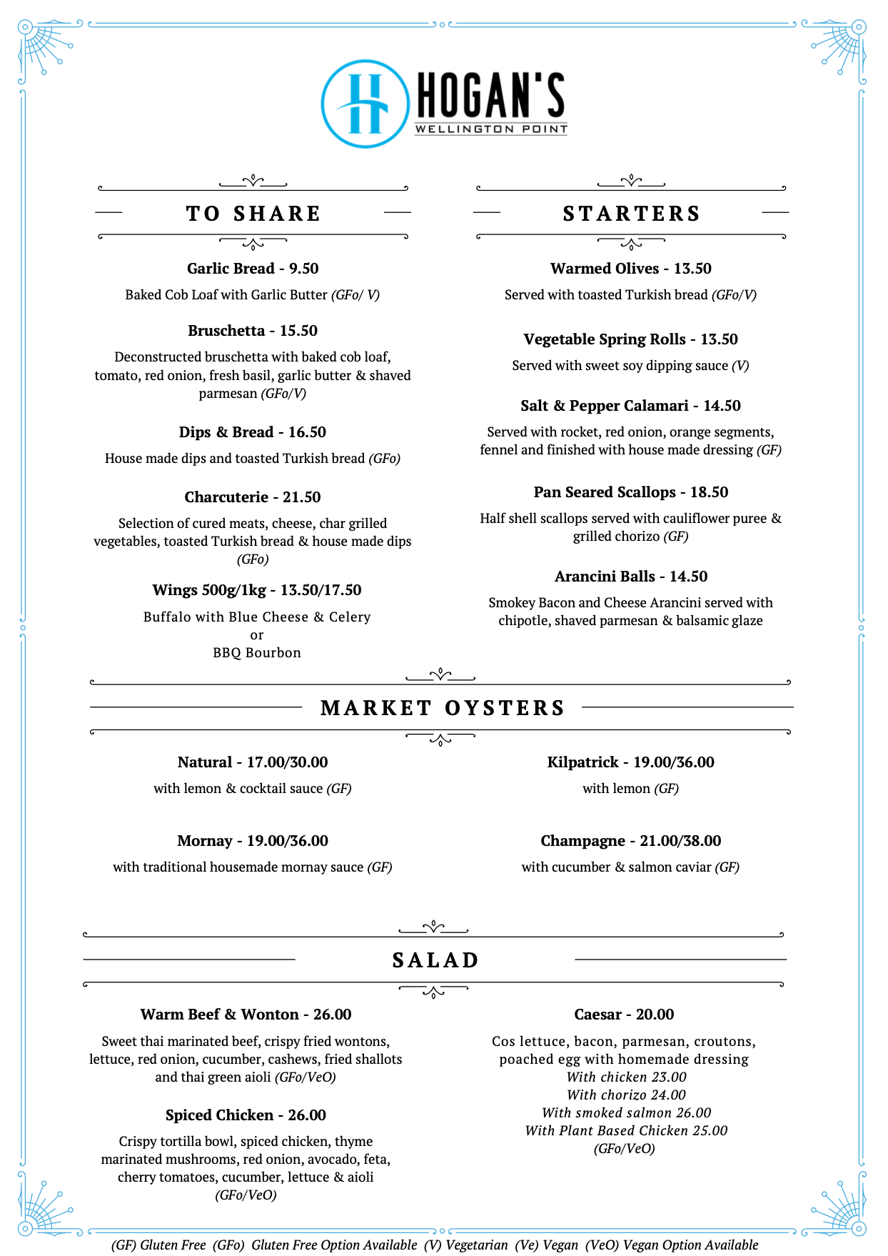 Menu – Hogan's Wellington Point